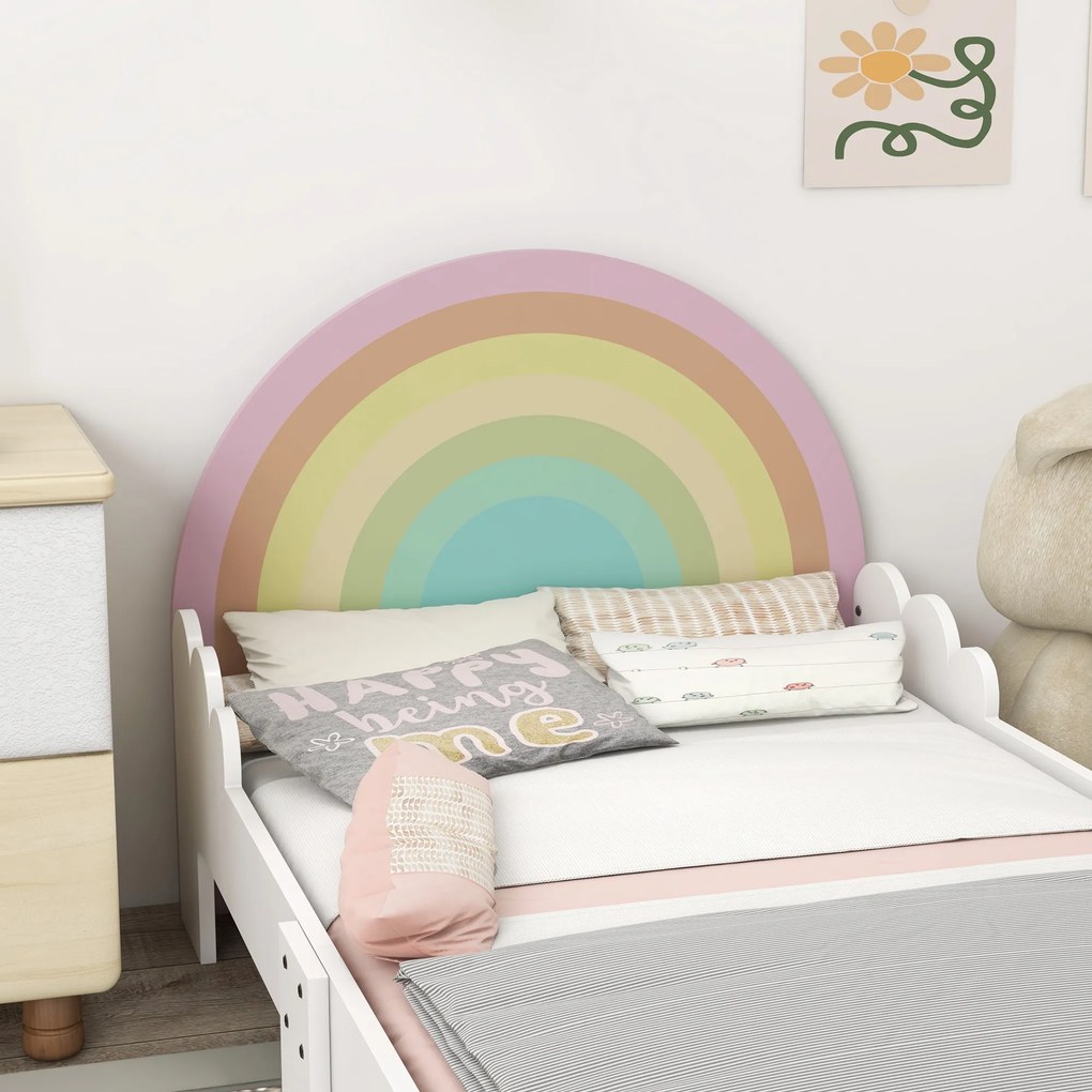 ZONEKIZ Dětská postel pro děti od 3 do 6 let 143x74x66 cm Dřevěná postel ve tvaru duhy Moderní nábytek do ložnice Nosnost 80 kg Růžová