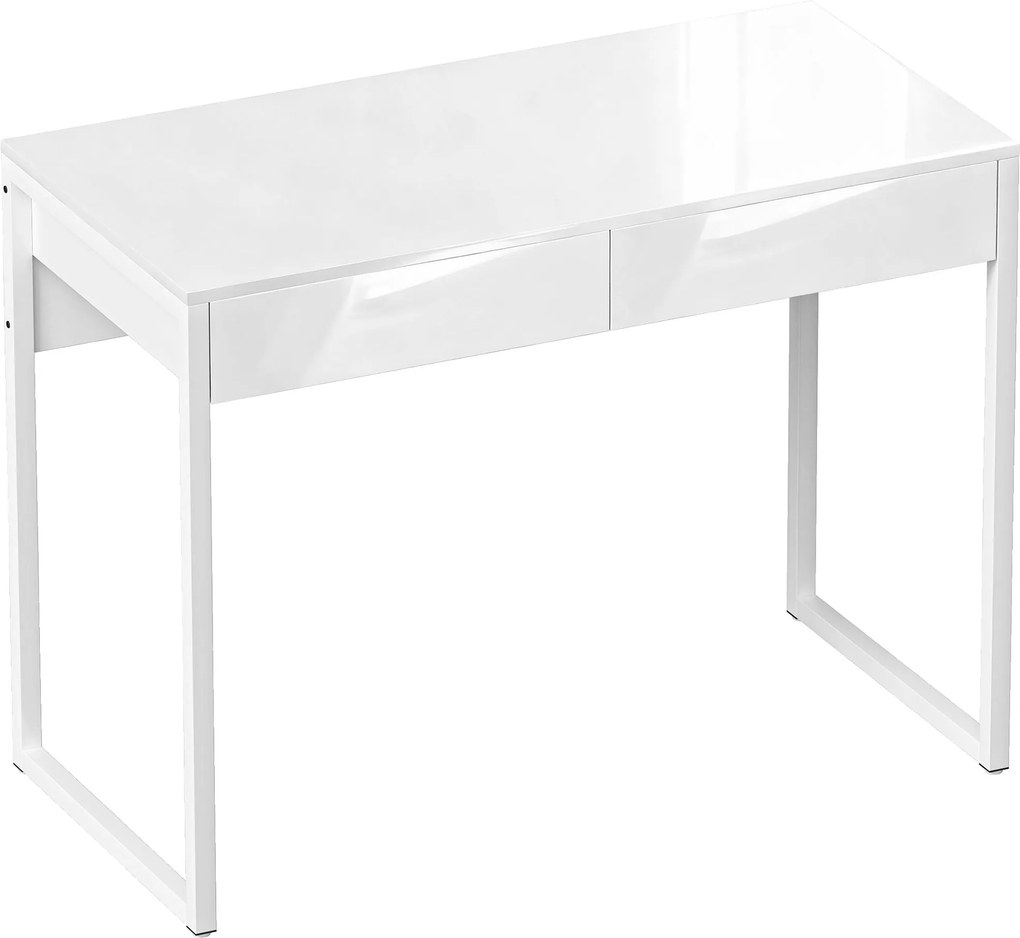 HOMCOM Psací stůl 100 x 50 cm, počítačový stůl, kancelářský stůl se 2 zásuvkami, pro malé prostory, bílý