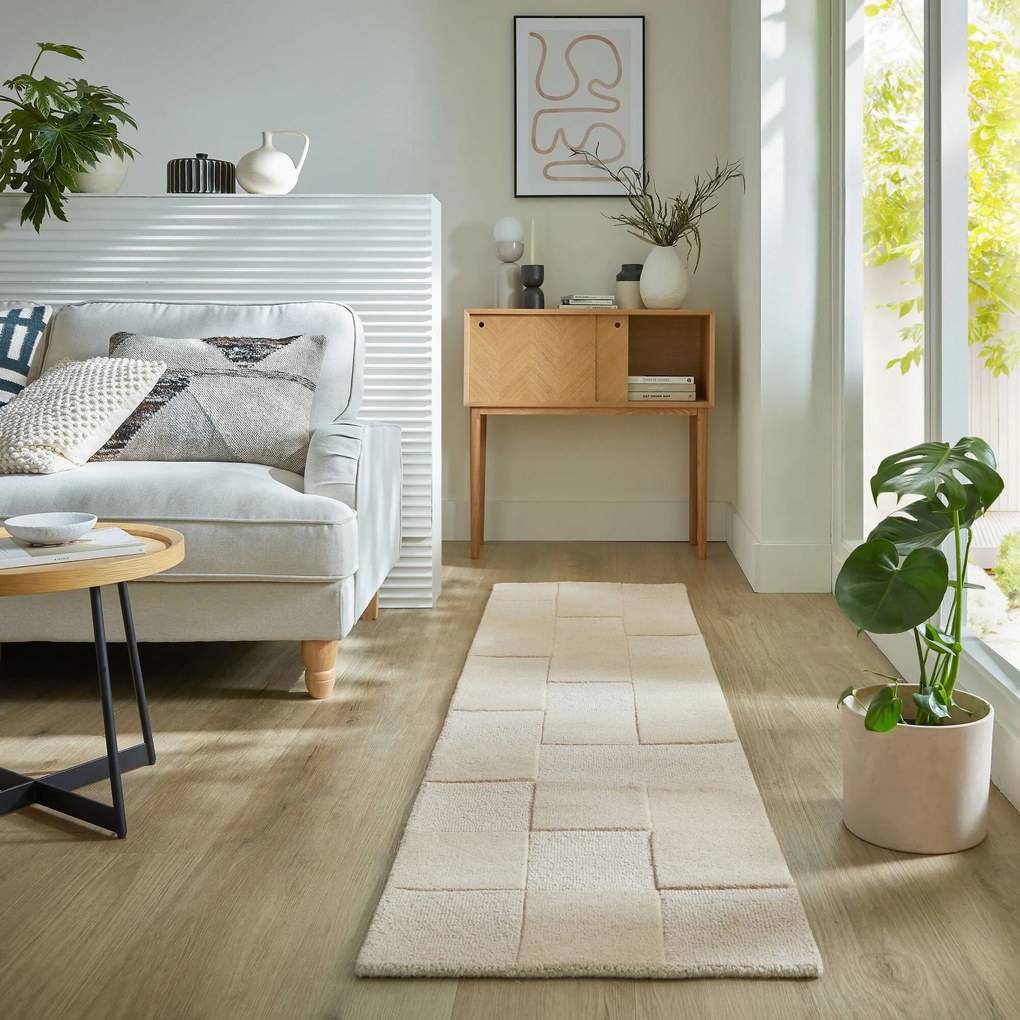 Flair Rugs, Běhoun Moderno Checkerboard Natural, 60x230, béžová, ložnice