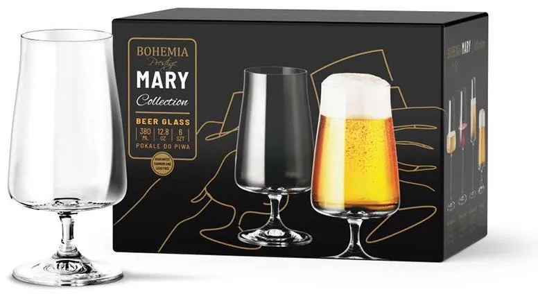 BOHEMIA PRESTIGE MARY SKLENICE NA PIVO 380ML SADA 6KS