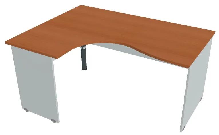 Stůl ergo pravý 160*120 cm - Hobis Gate GE 2005 P Dekor stolové desky: třešeň, Dekor lamino podnože: šedá, Barva nohy: černá