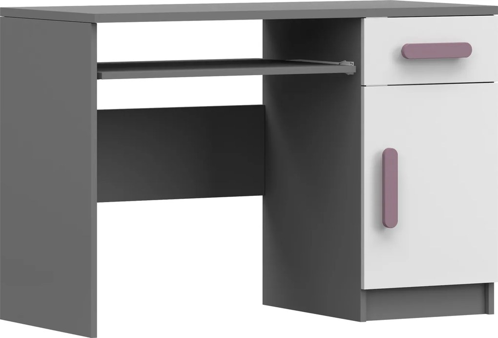 IDZ Psací stůl SMYK II 08, 110 cm Bílá + Grafit / Barevné úchytky Barva: Modrá