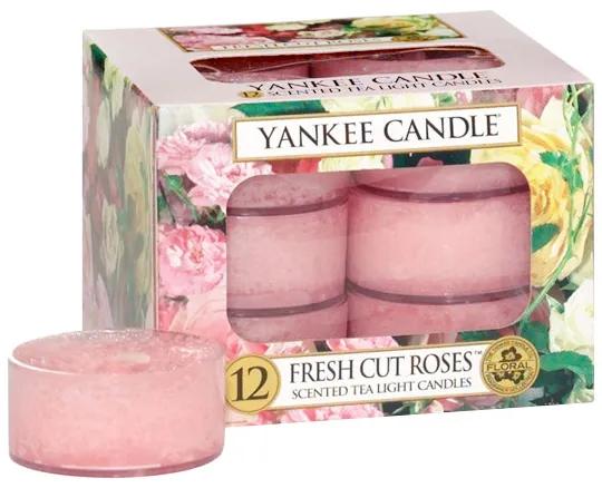 Yankee Candle – čajové svíčky Fresh Cut Roses (Čerstvě nařezané růže), 12 ks