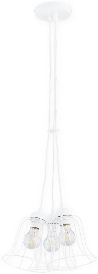 LEMIR O2714 W3 BIA DZWONEK - Tříramenné retro závěsné svítidlo v bílé barvě
