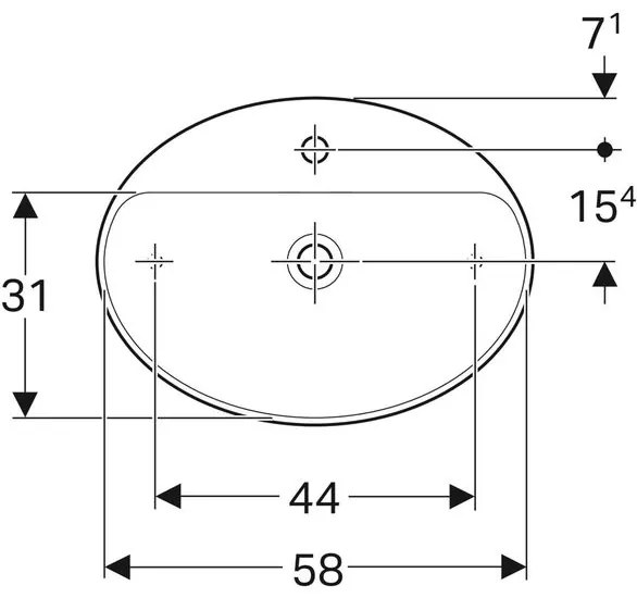 Geberit VariForm Oválná umyvadlová mísa 60 x 45 cm bez přepadu, bílá 500.773.01.2