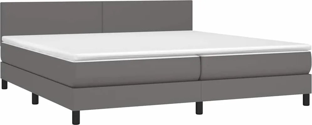 Box spring postel s matrací a LED šedá 200x200 cm umělá kůže 3134127
