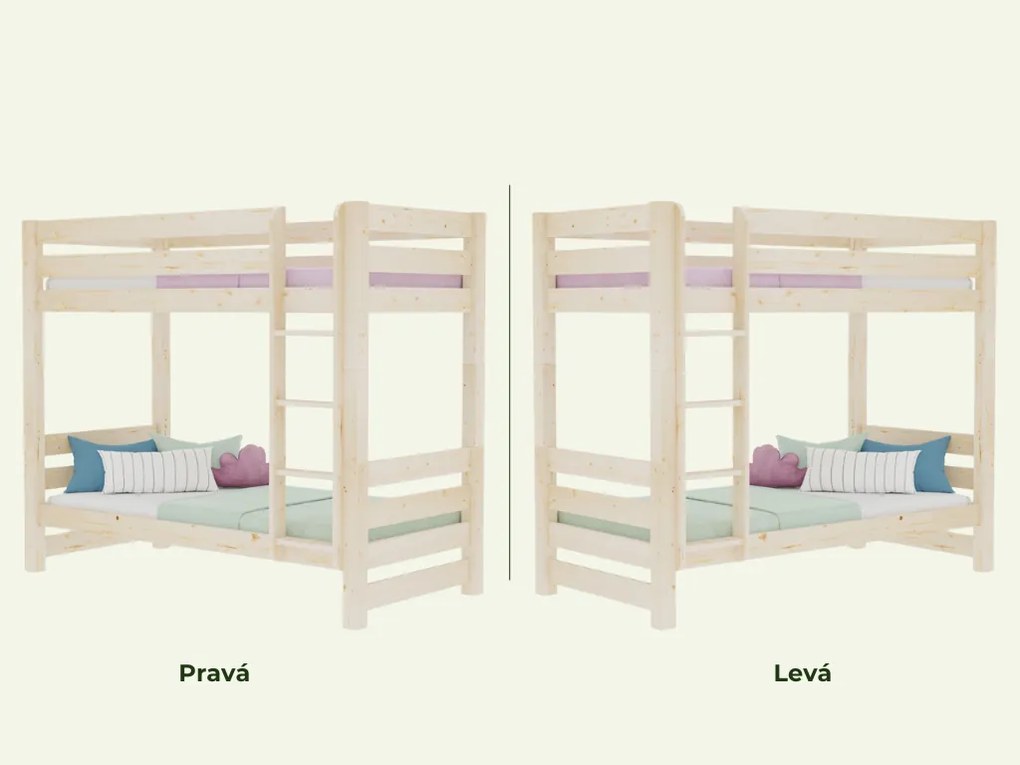 Tartak Meble Dřevěná patrová postel ATLAS pro děti 90x200 cm Zvolte barvu: Transparentní lazura, Zvolte šuplík: Bez šuplíku, Zvolte zábranu: Bez spodní zábrany