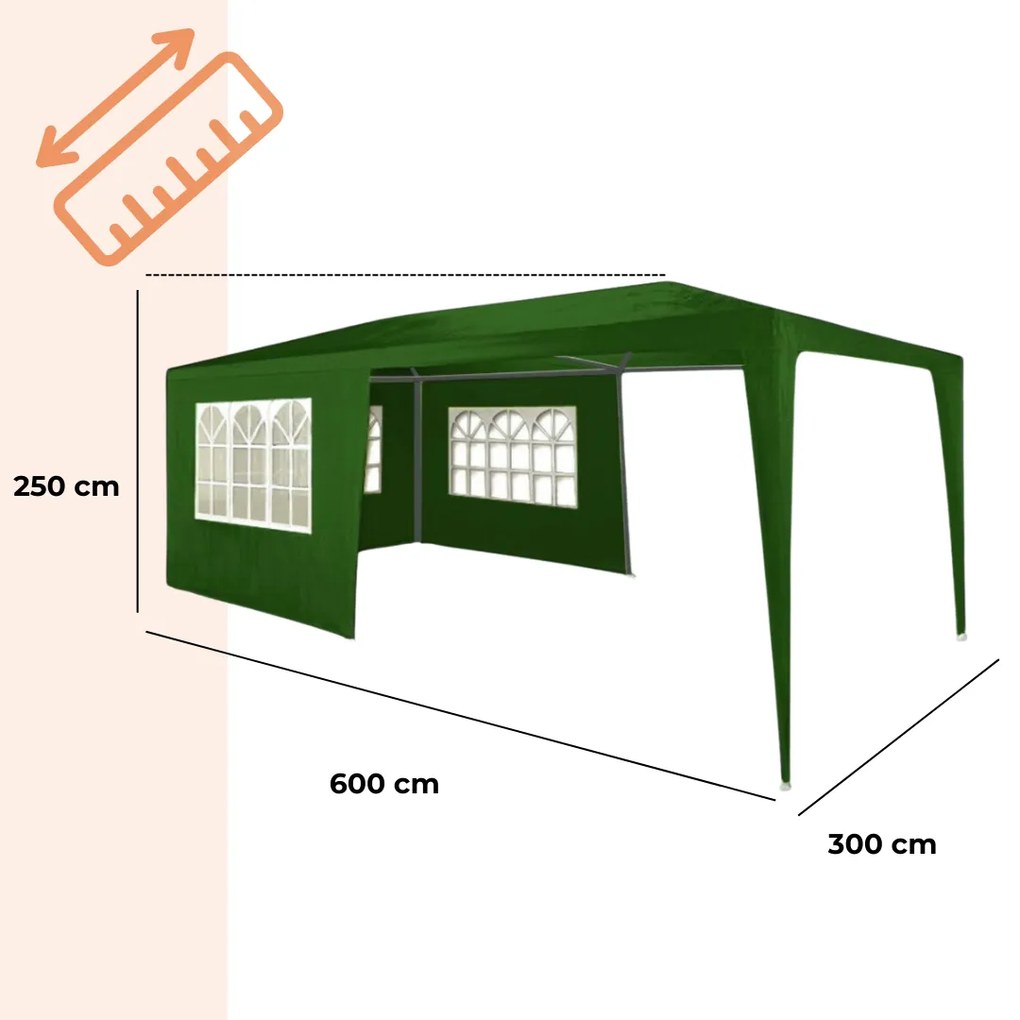 Párty stan NEAPOL, 3x6m, zelená Jurhan