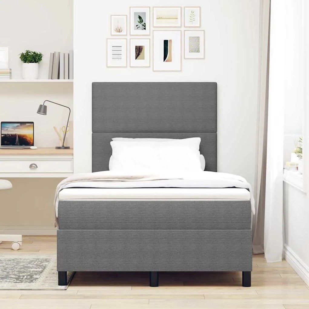Postel s boxspringem s čelo Světle šedá a bílá 120 x 190 cm 3337547