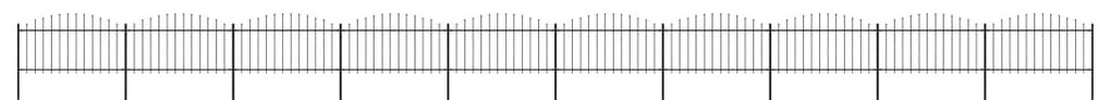 Zahradní plot s kopím nahoře ocelový 1781,5 x 150 cm černý