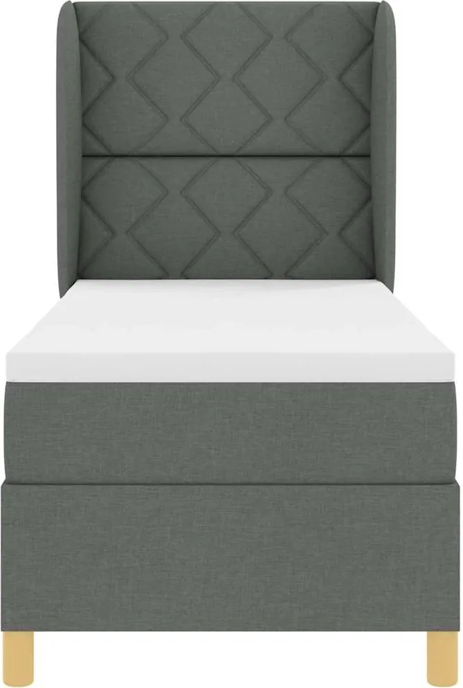 Postel s boxspringem s čelo Tmavě šedá 200 x 80 cm textil 3340782