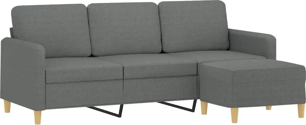 3místná pohovka s podnožkou tmavě šedá 180 cm textil 3201193