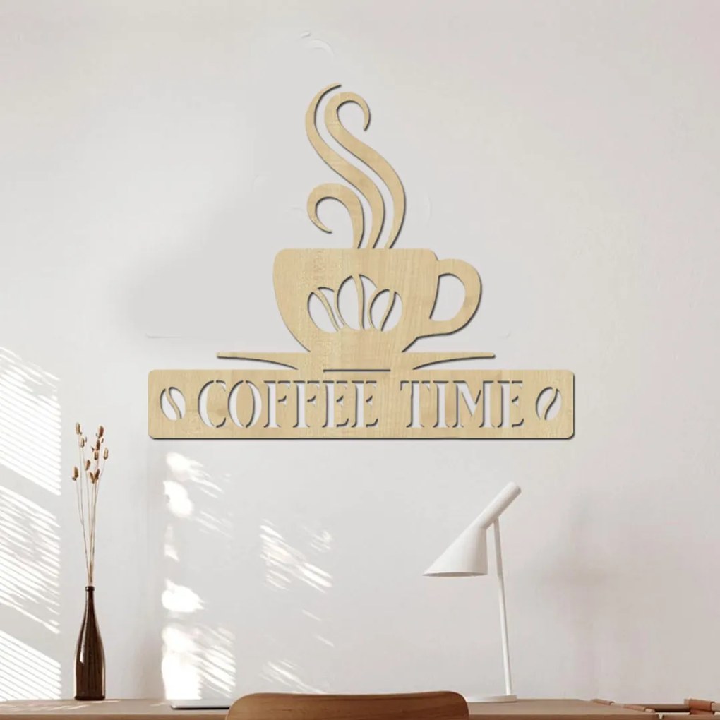 dřevo života Dřevěná dekorace COFFEE Zvolte rozměr (cm): 60x52, Zvolte barvu dekoru: Černá