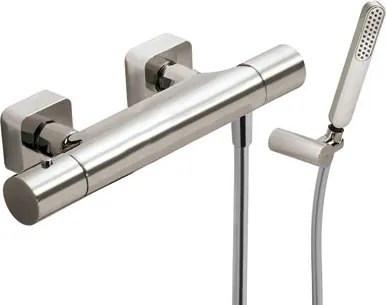 TRES - Termostatická sprchová baterieRuční sprcha s nastavitelným držákem, proti usaz. vod. kamene a flexi hadice SATIN. 20016409AC