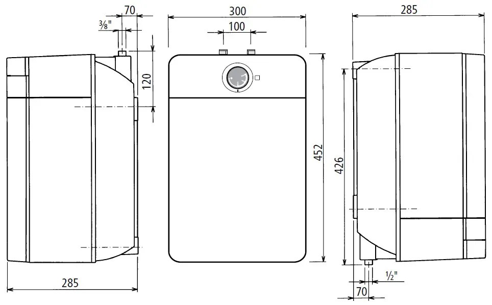 CLAGE S10-U Zásobníkový ohřívač tlakový, spodní montáž, 10l, (2,2kW) 42103