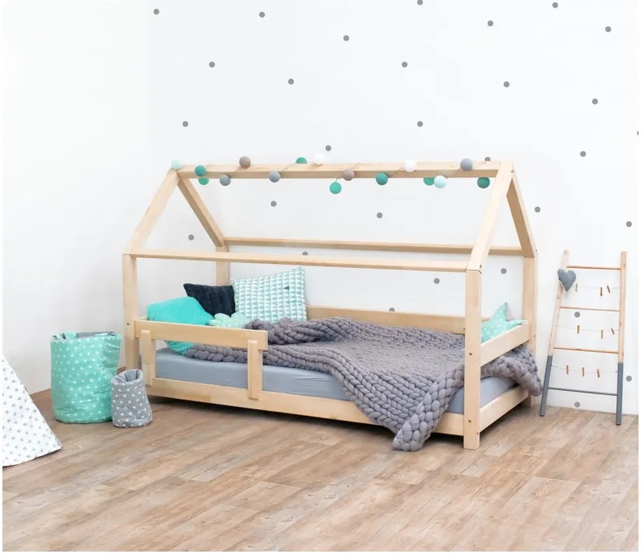 Přírodní dětská postel s bočnicí ze smrkového dřeva Benlemi Tery, 120 x 190 cm