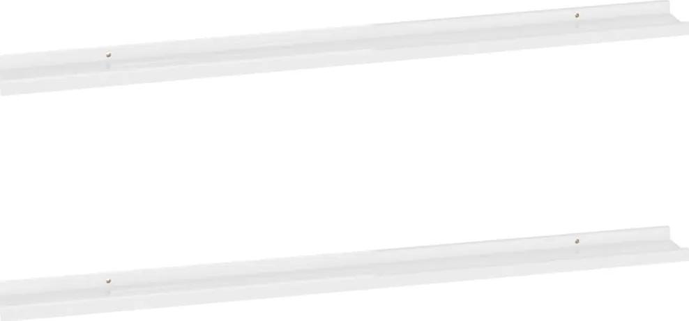 vidaXL Nástěnné police 2 ks 115 x 9 x 3 cm [326652] Barva: bílá s vysokým leskem
