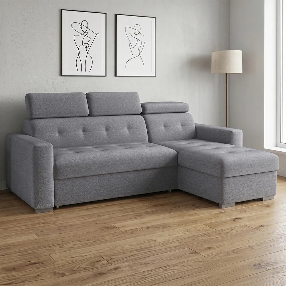 Malá sedací souprava MARIO L | 235x170 cm | rozkládací + úložný prostor | polohovatelné záhlavníky | VÝBĚR TKANIN
