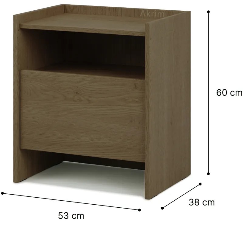 Noční stolek JAPANDI SN | 53 cm | baltic storm | bezúchytové otevírání
