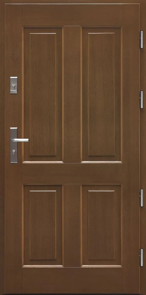 Vchodové dveře Klasik, 90 P, rozměr vč. zárubně: 1018 × 2080 mm, dubové dřevo, pravé, dub zlatý, plné