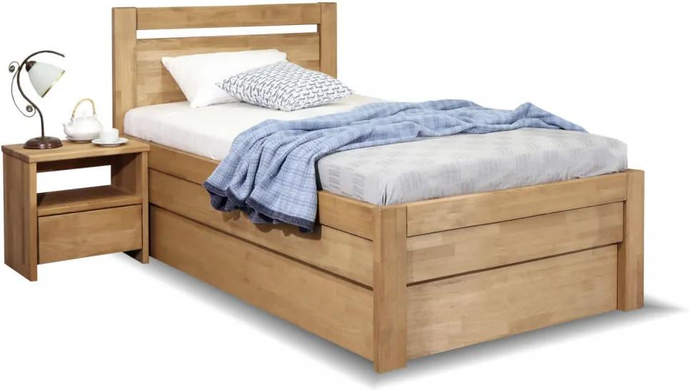 Zvýšená postel jednolůžko s úložným prostorem Klementin, masiv buk , 80x200  cm | BIANO