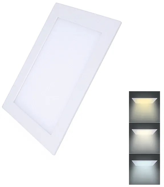 Solight LED mini panel CCT, podhledový, 12W, 900lm, 3000K, 4000K, 6000K, čtvercový