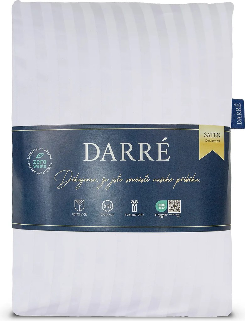 Damaškové saténové povlečení Pruh 10 mm - White Velikost: 140 x 200 + 70 x 90