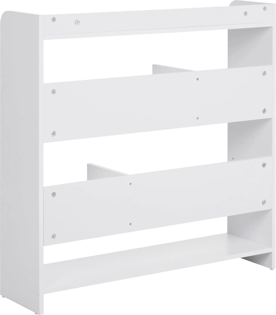 HOMCOM Knihovna s Úložným Prostorem rozměr 90Š x 24H x 91V cm 4 Úrovně 3 Zadní Panely Dřevovláknité Desky Bílá | Aosom