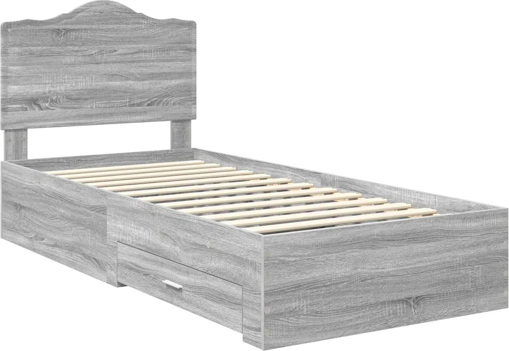Rám postele s čelo Šedá Sonoma 75 x 190 cm Kompozitní dřevo 3413671