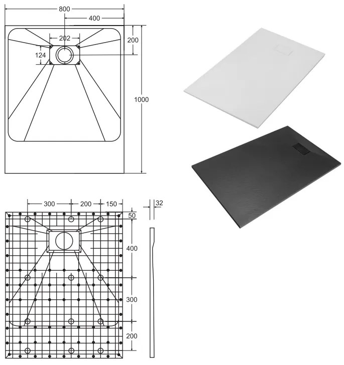 Besco Vexo obdélníková sprchová vanička, white Rozměr vaničky: 100x80cm