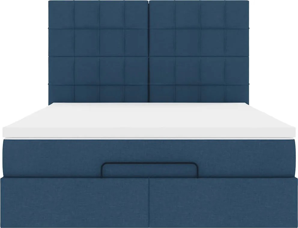 Osmanský rám postele s matrací modrá 140x200cm textil 3313167