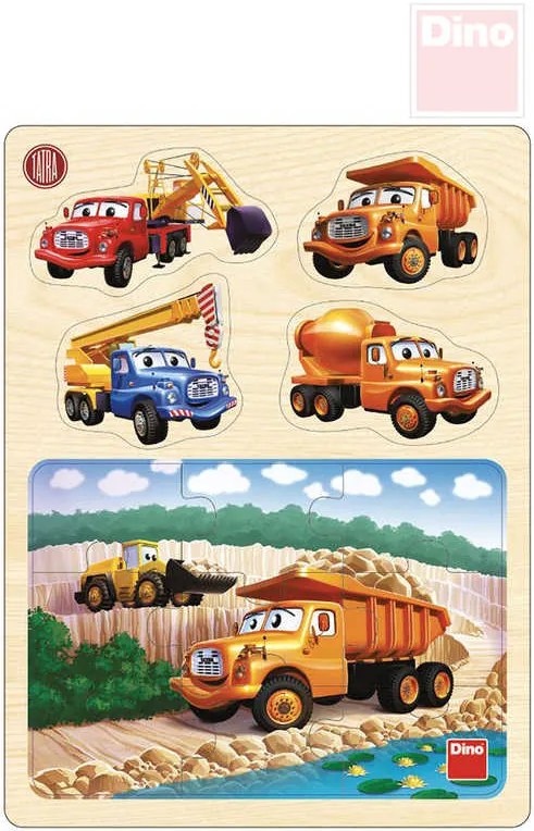 DINO DŘEVO Puzzle vkládací deskové 2v1 Tatra 13 dílků *DŘEVĚNÉ HRAČKY* dn644038
