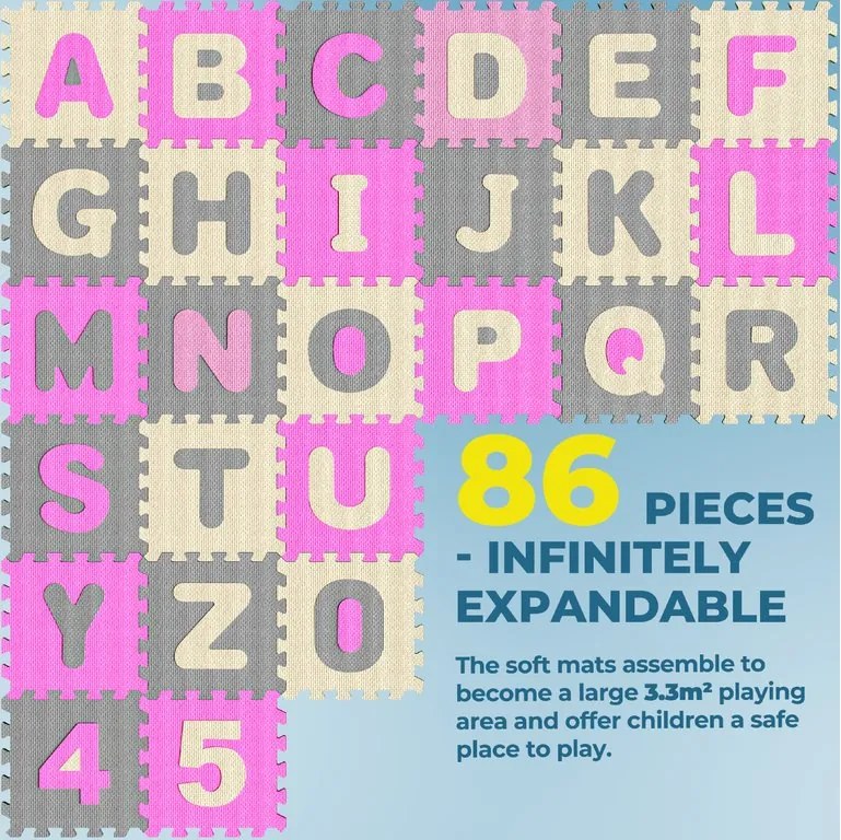 Puzzle podložka 86dílný růžová