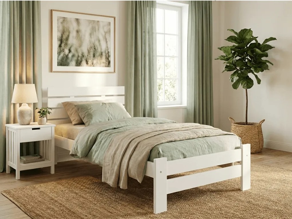 Postel PARIS zvýšená 80 x 200 cm, bílá Matrace: Matrace Coco Maxi 20 cm