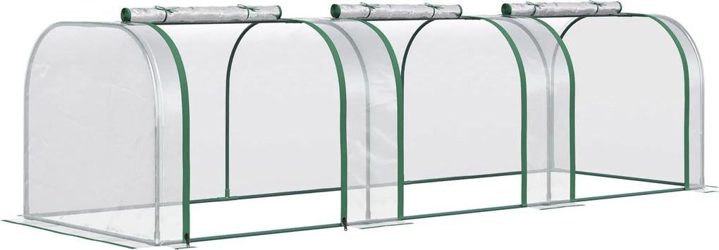 Skleník Outsunny s dveřmi, zimní ochranný skleník z oceli, skleník na balkon, zahradu, rajčatový skleník 295x100x80cm, skleník na rajčata, zeleninu, k