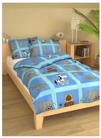 Brotex Povlečení dětské bavlna velká postel Safari modré, Výběr zapínání:, Varianta  zipový uzávěr 8594570053730
