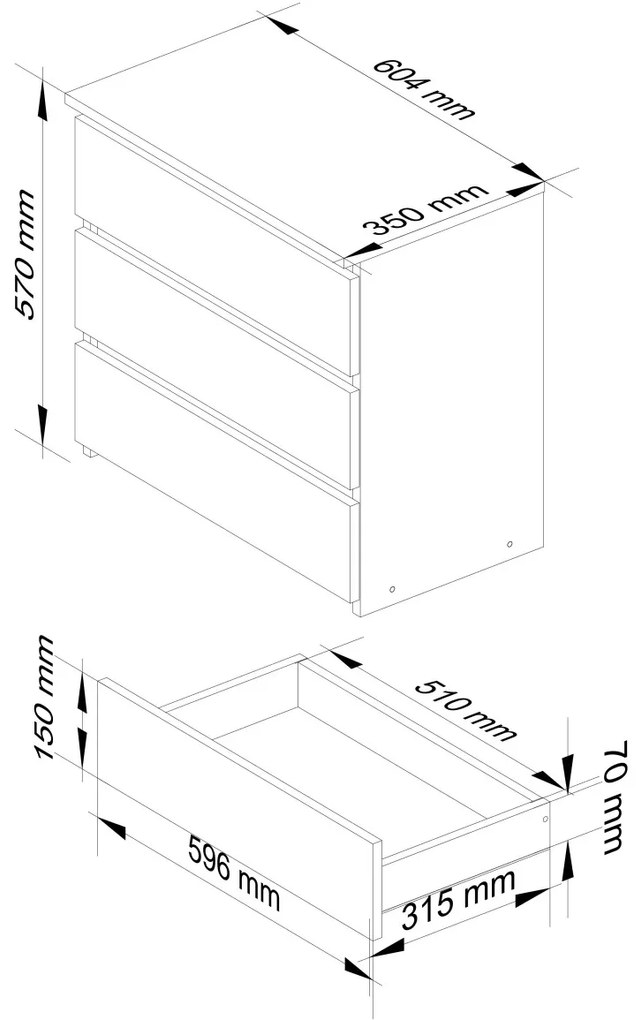 Komoda CL3 60 cm bílá/červená