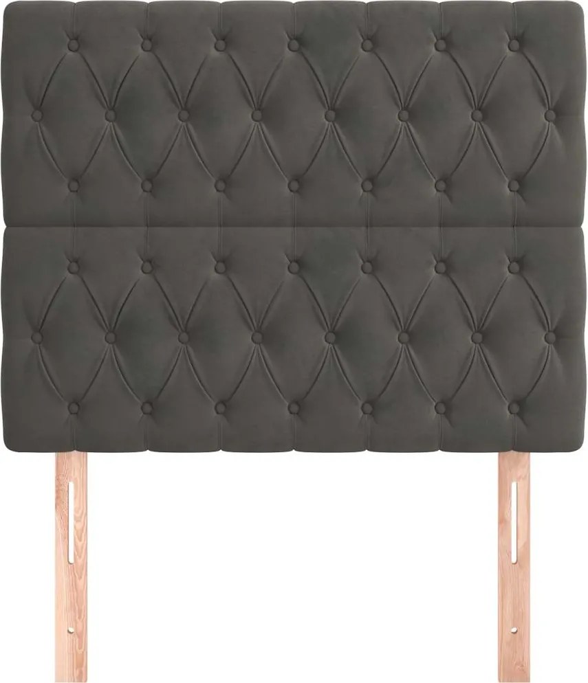 Čelo postele tmavě šedé 100x7x118/128 cm sametové 3116711