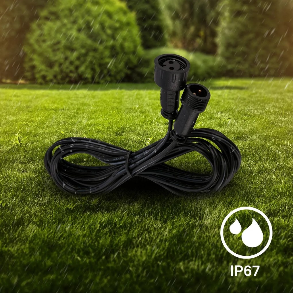 BRI 3920035 CONNECT TO SHINE 3ks sada prodlužovací kabel 200 cm – IP67 ochrana proti vodě, 12V, černá - BRILONER