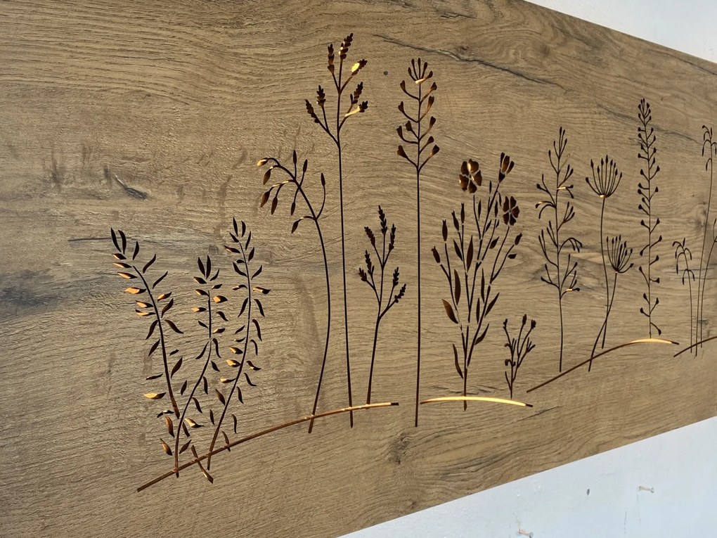 Li-Go "Louka dlouhá" světelný obraz 230V  120x40cm provedení povrchu: dub světlý