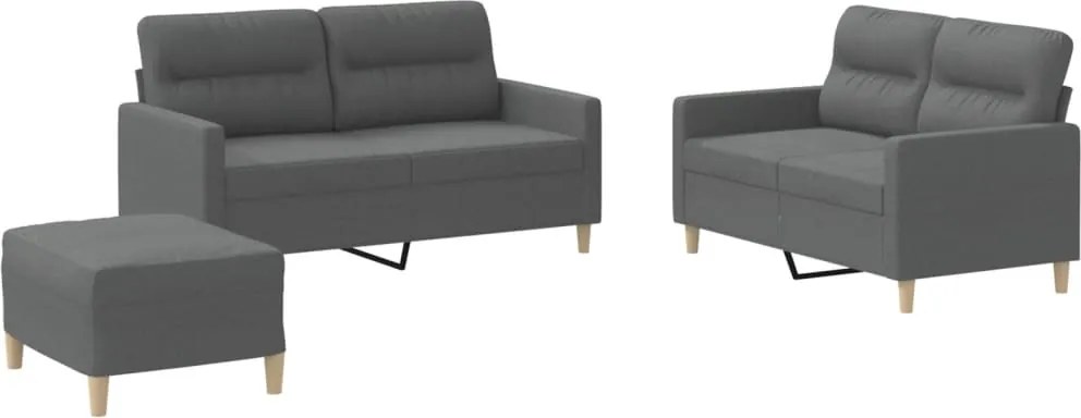 3dílná sedací souprava s poduškami tmavě šedá textil 3201577