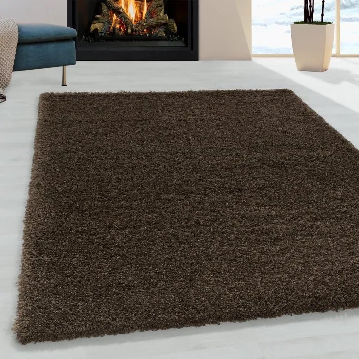 Vopi | Kusový koberec Fluffy shaggy 3500 brown - Kruh průměr 160 cm