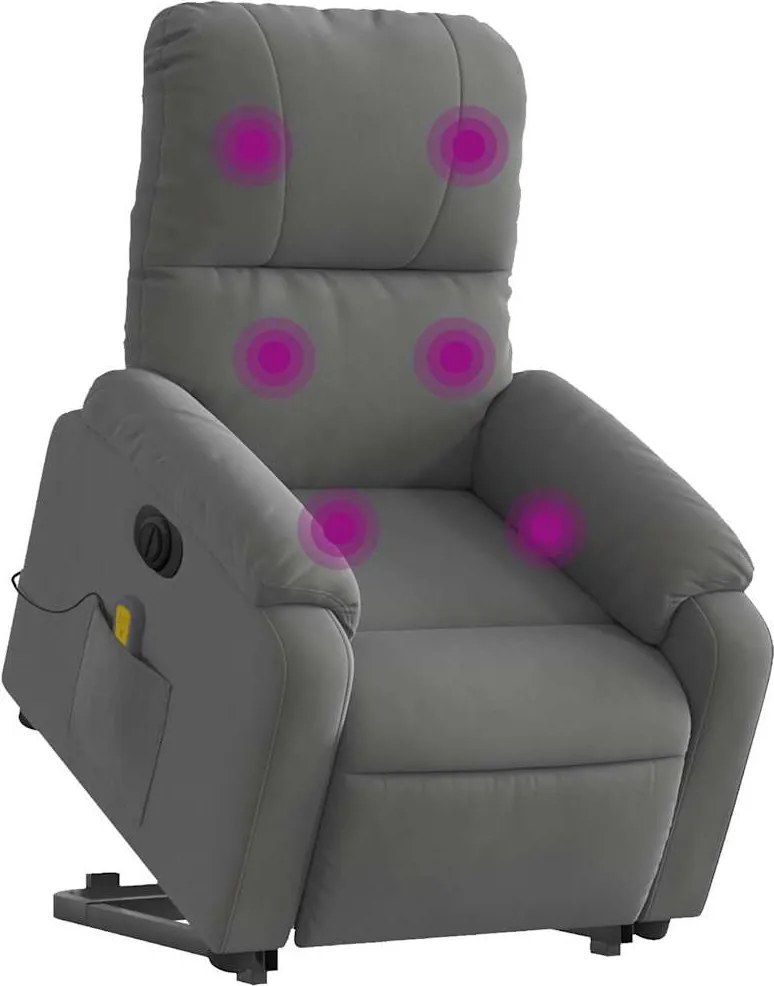 Elektrické zvedací masážní polohovací křeslo tmavě šedé 3204952