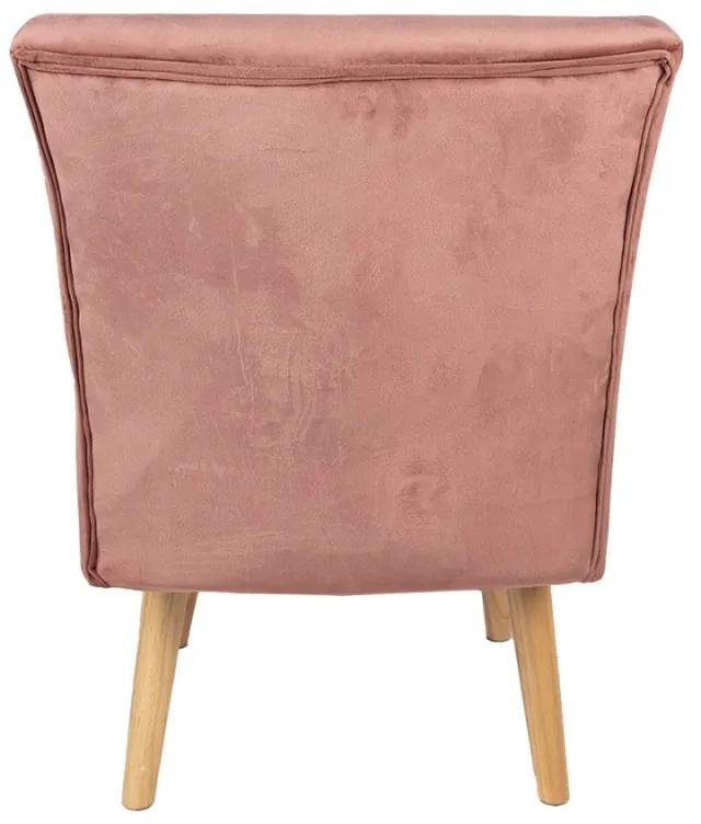 Růžová sametová jídelní židle / křesílko