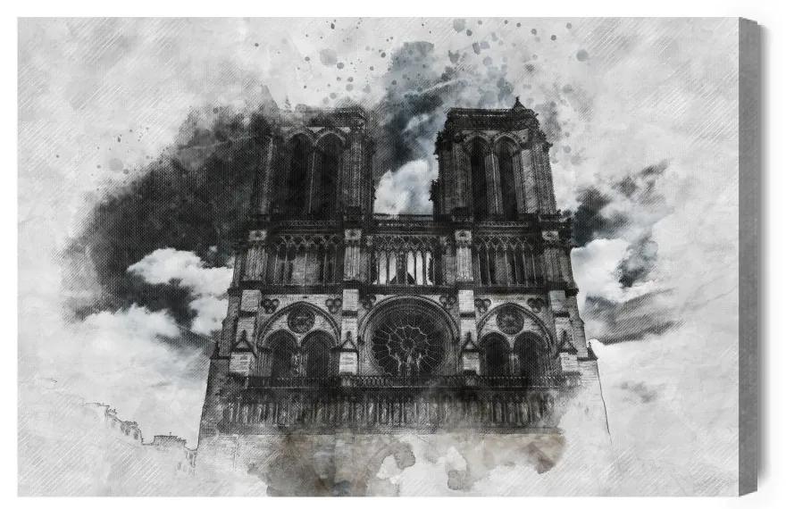 Obraz Katedrála Notre Dame, Paříž Nedostatek Nedostatek Přírodní plátno 90x60