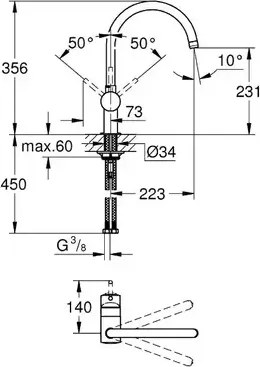 Grohe Minta - Dřezová baterie chrom