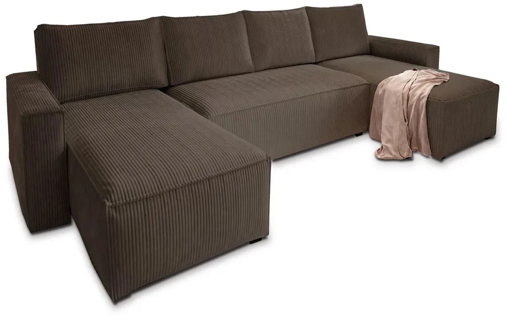 Tmavě hnědá sedací souprava do U SMART COSARO 295x140 cm