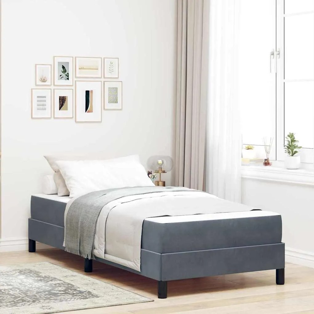 Postel s boxspringem s matrací Tmavě šedá 100 x 200 cm textil 3398672