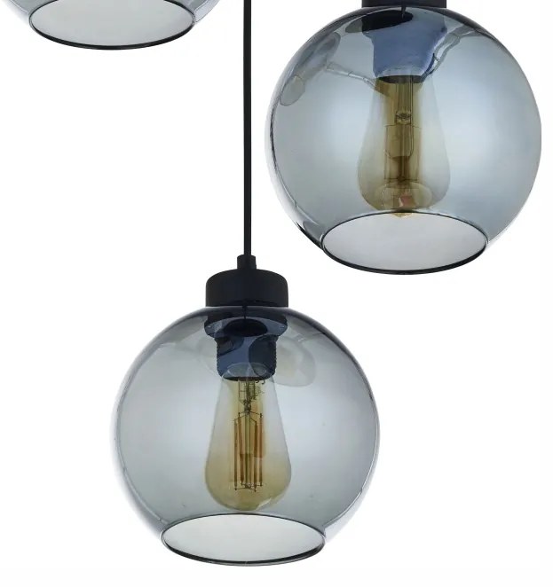 TK LIGHTING Lustr - CUBUS 2832, Ø 35 cm, 230V/15W/3xE27, grafit/černá