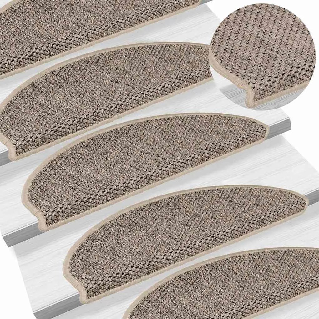 Samolepící nášlapy na schody vzhled sisal 15 ks 65x21x4 cm 326878
